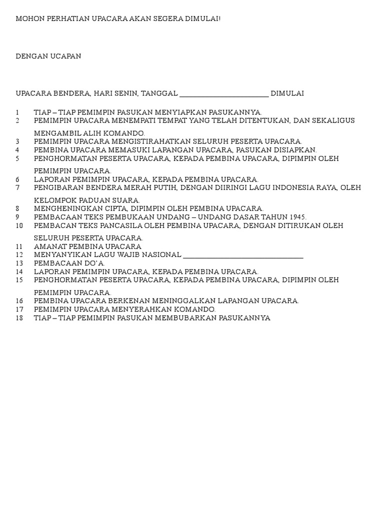 Teks MC Upacara Bendera | PDF