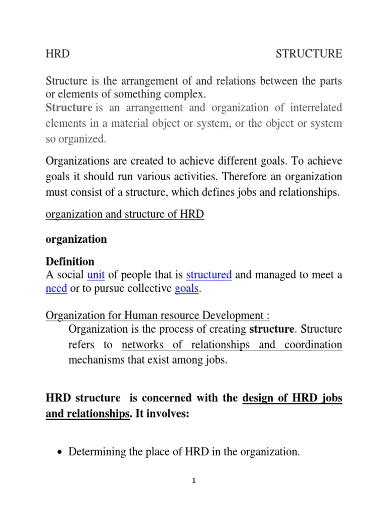 1.9 - Organization and Structure of HRD | PDF | Human Resource ...