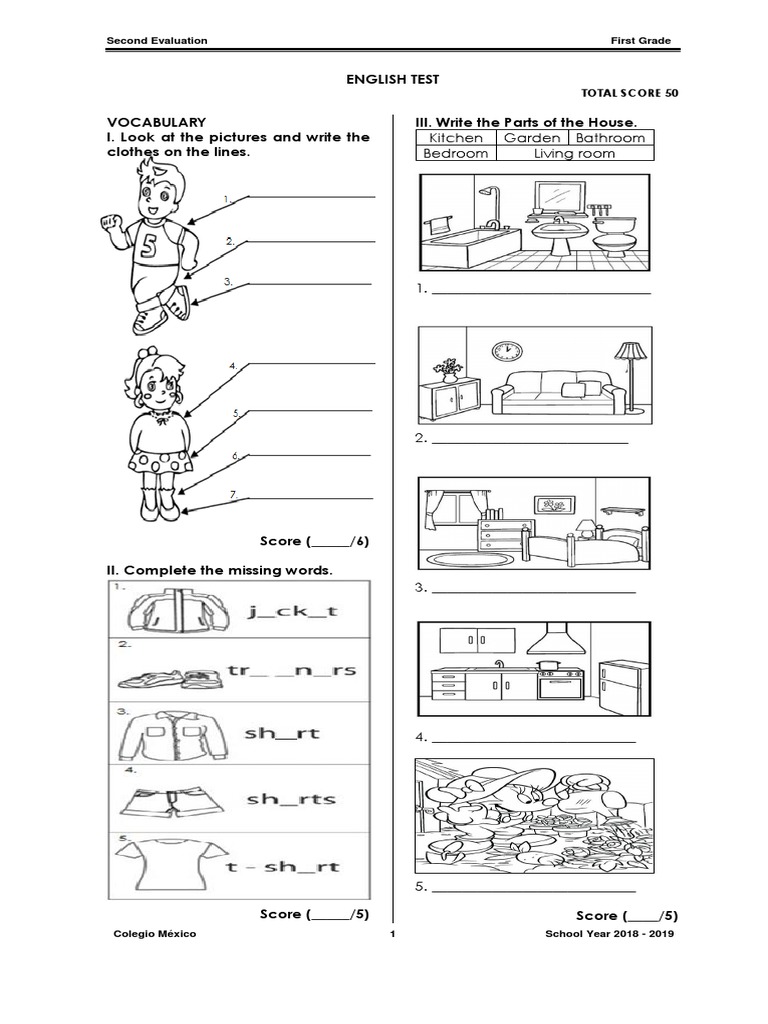 1st English Test | PDF