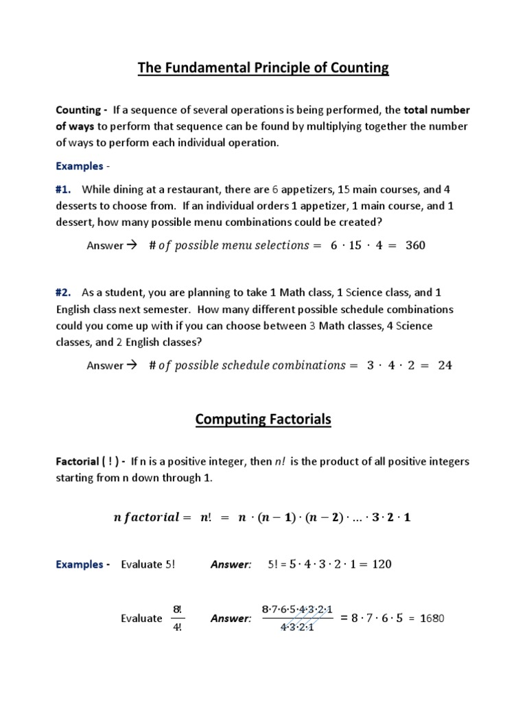 Counting Factorials Permutations and Combinations | PDF | Permutation | Discrete Mathematics