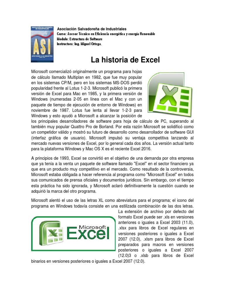 Historia de Excel. | PDF | Introducciones relacionadas con la computadora | Microsoft Excel
