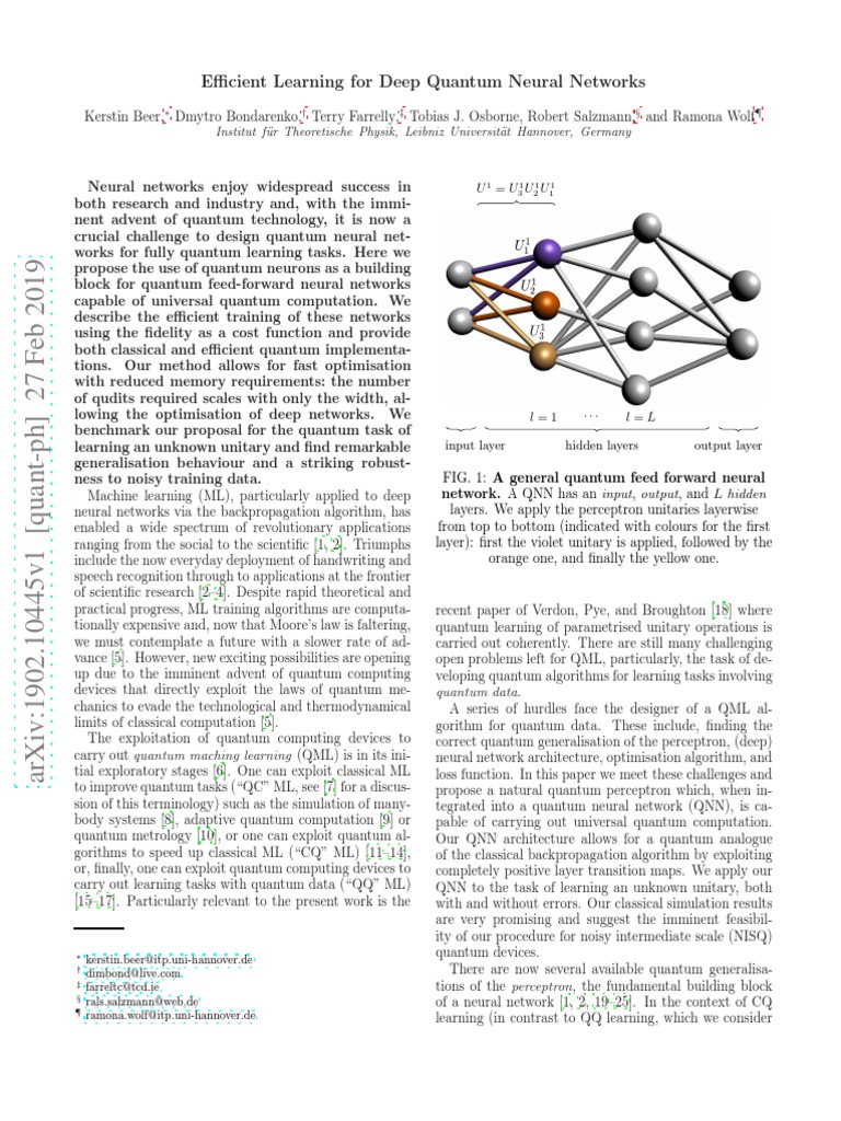 Efficient Learning For Deep Quantum Neural Networks | PDF | Quantum ...