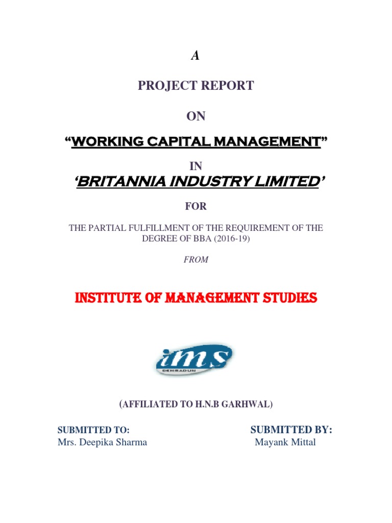 Working Capital Project | PDF | Working Capital | Inventory