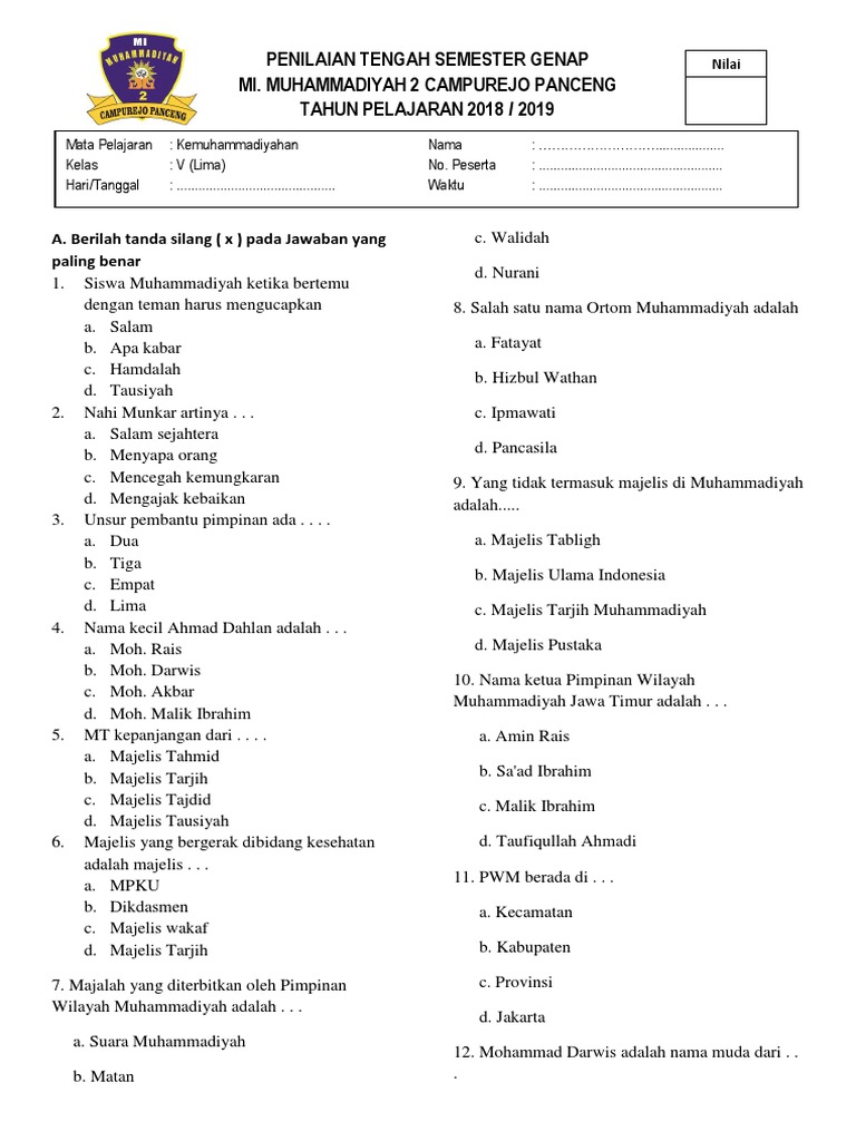 Soal KMD Kelas 5 | PDF