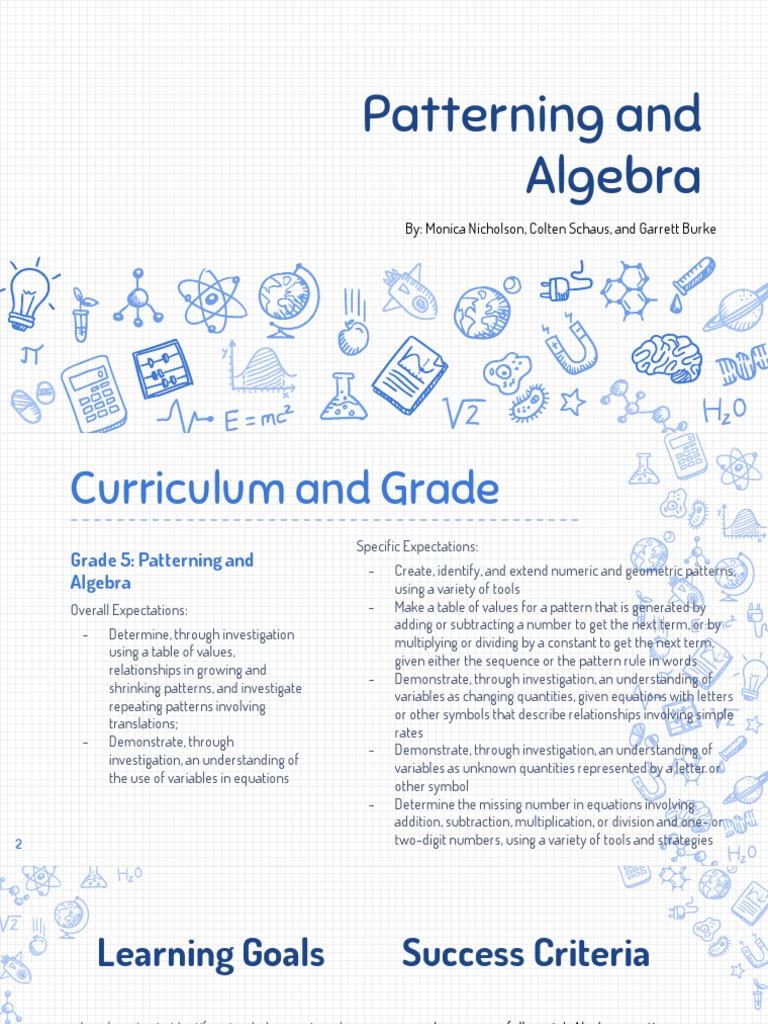 Grade 5 Patterning and Algebra Guide | PDF | Variable (Mathematics ...