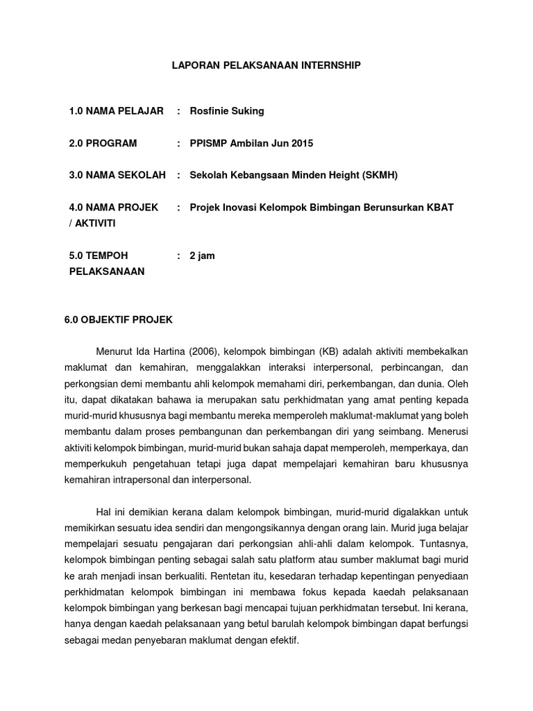 Laporan Pelaksanaan Internship | PDF