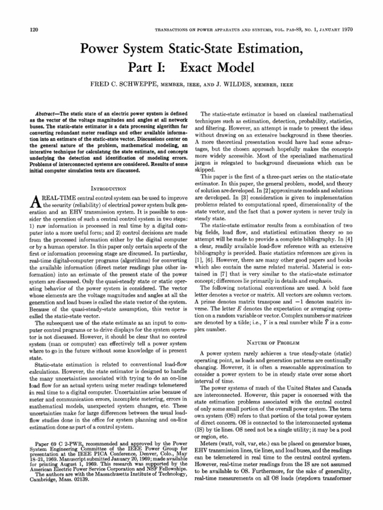 Power System Static State Estimation Pdf Computer Simulation Matrix Mathematics