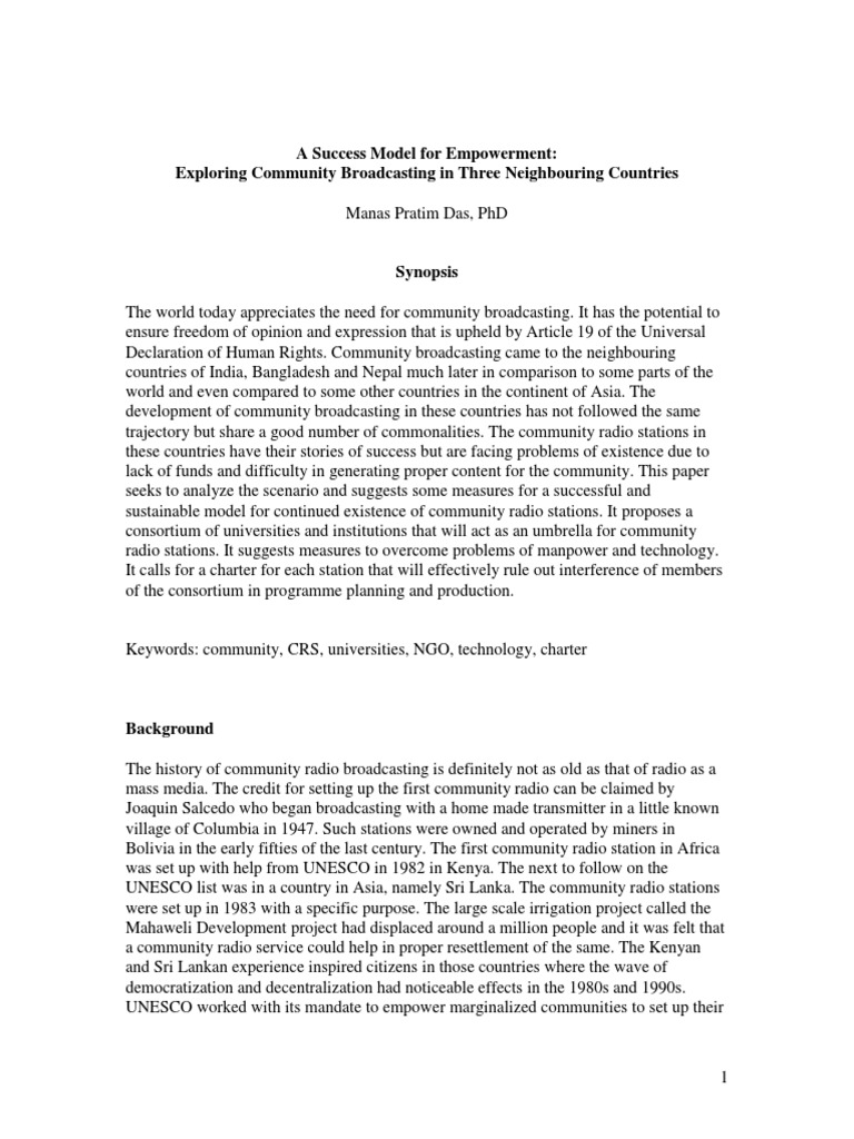A Success Model For Community Radio | PDF | Non Governmental ...