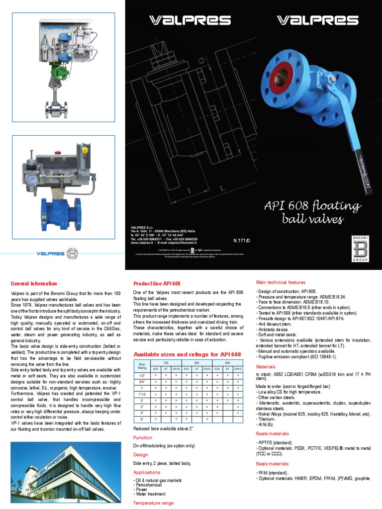 API 608 Floating Ball Valves | PDF | Valve | Stainless Steel
