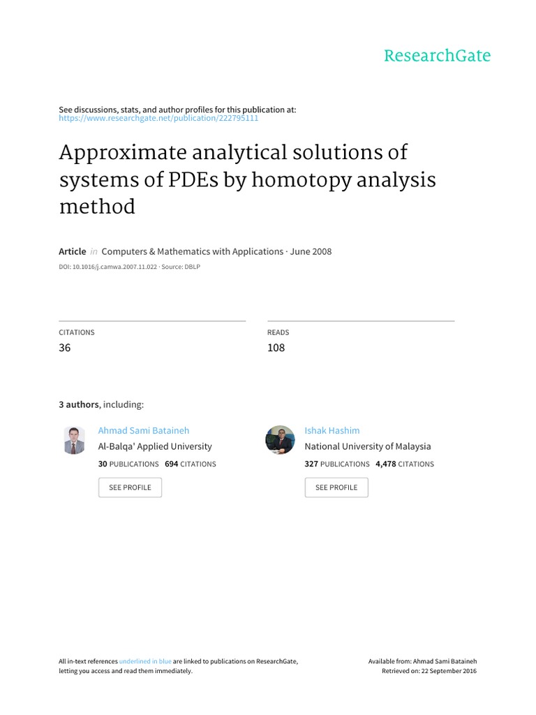 Approximate Analytical Solutions of Systems of Pdes by Homotopy ...