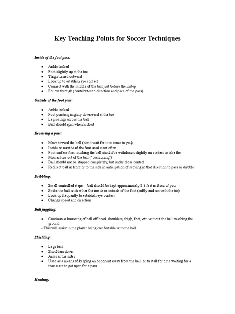 KTP Soccer Techniques | PDF | Foot | Hand