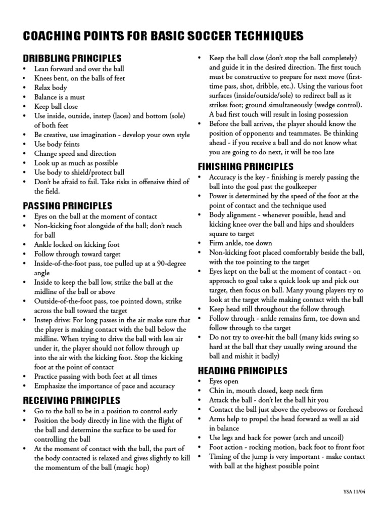 Coaching Points | PDF | Foot | Games Of Physical Skill
