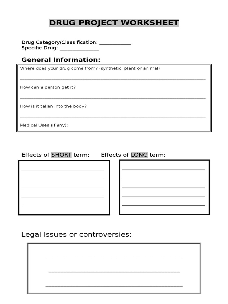Drug Project - Worksheet | PDF | Drugs | Cognition