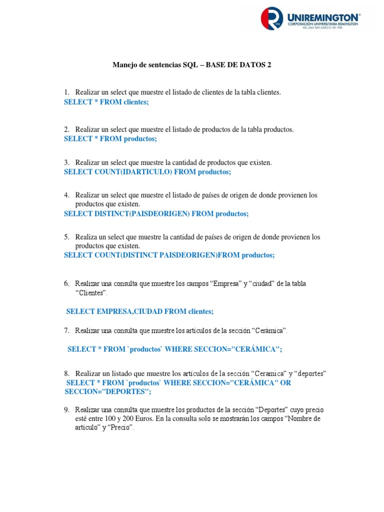 Sentencias Completa | PDF | Tabla (base de datos) | SQL