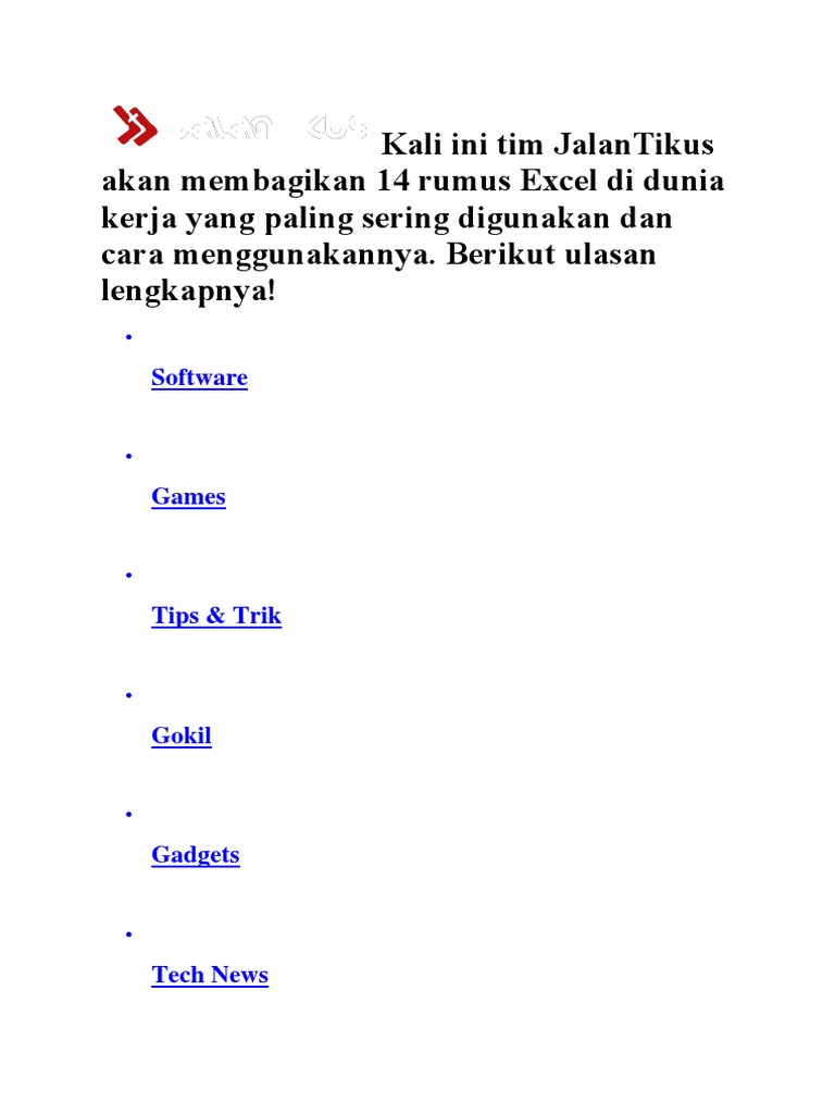 14 Rumus Excel Di Dunia Kerja Yang Paling Sering Digunakan Dan Cara ...