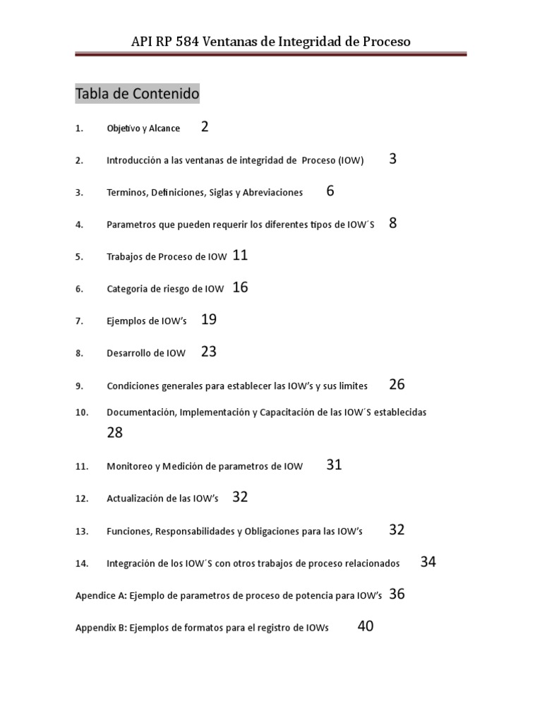 API RP 584 Ventanas de Integridad de Proceso | PDF | Ingeniería de ...