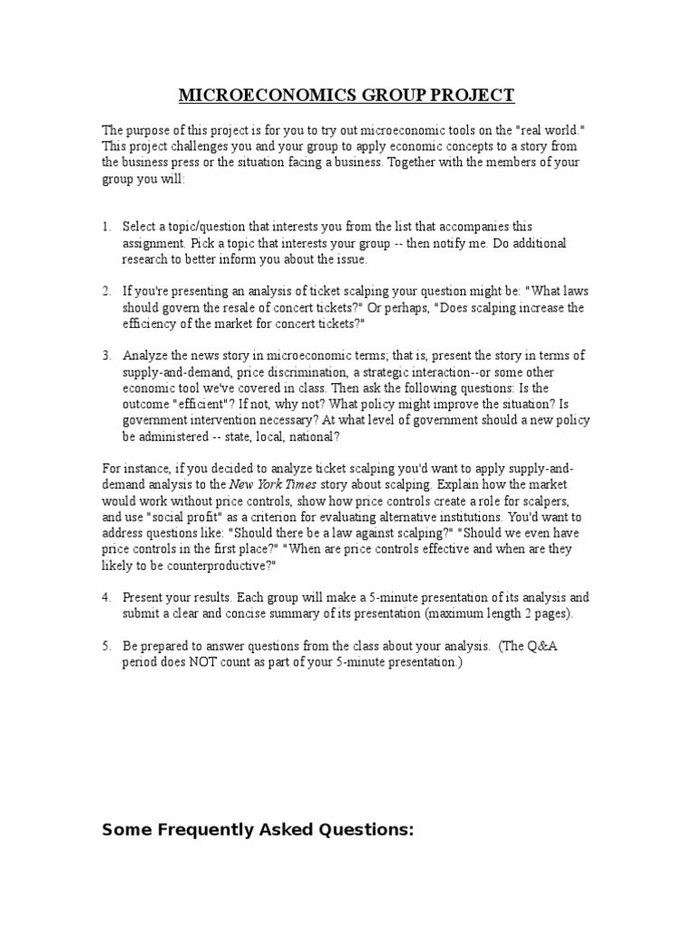 Microeconomics Project Guidelines | PDF | Microeconomics | Economies