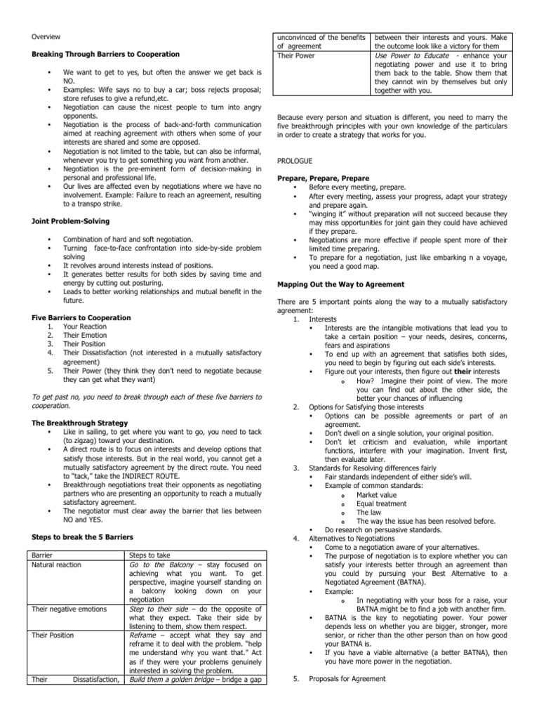 Use Power To Educate: Breaking Through Barriers To Cooperation | PDF | Negotiation | Cognitive ...