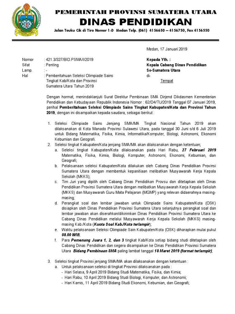 1 - Surat Pemberitahuan Osk & Osp 2019 | PDF