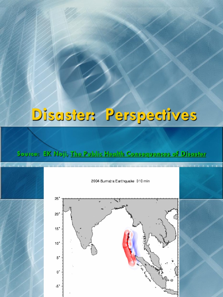 Disaster: Perspectives: Source: EK Noji, The Public Health Consequences ...
