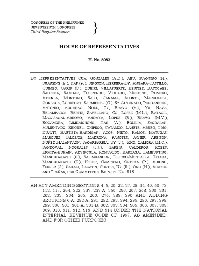 House of Representatives: Third Regular Session | PDF | Dividend | Income Tax