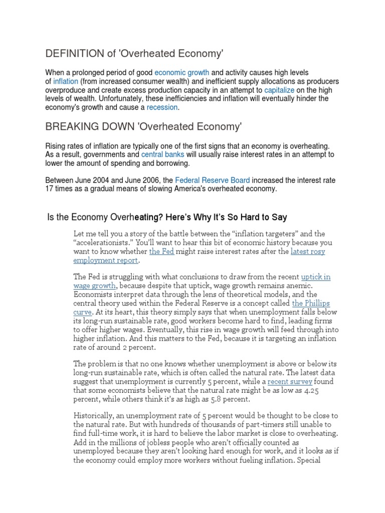 DEFINITION of 'Overheated Economy': Is The Economy Overh Eating? Here's ...