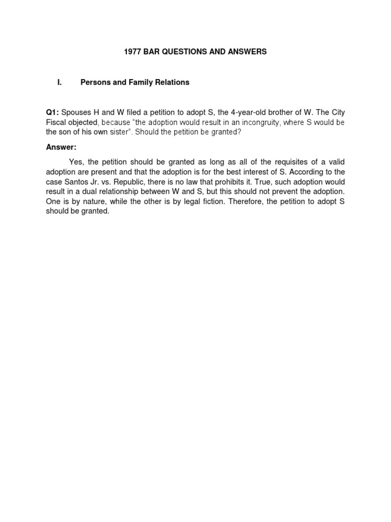 1977 Bar Questions and Answers | PDF | Will And Testament | Inheritance