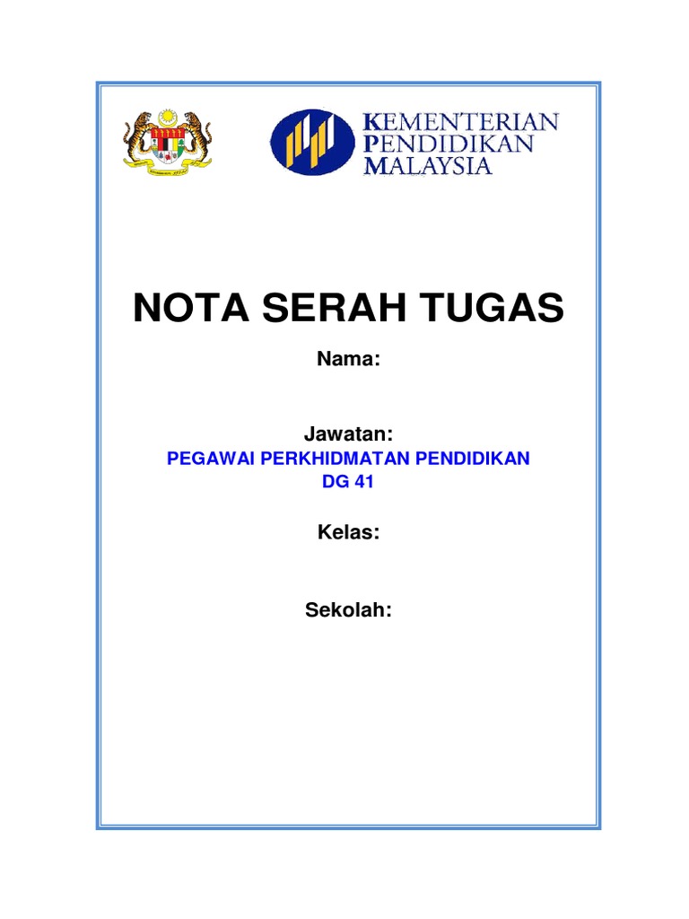 Nota Serah Tugas Contoh | PDF