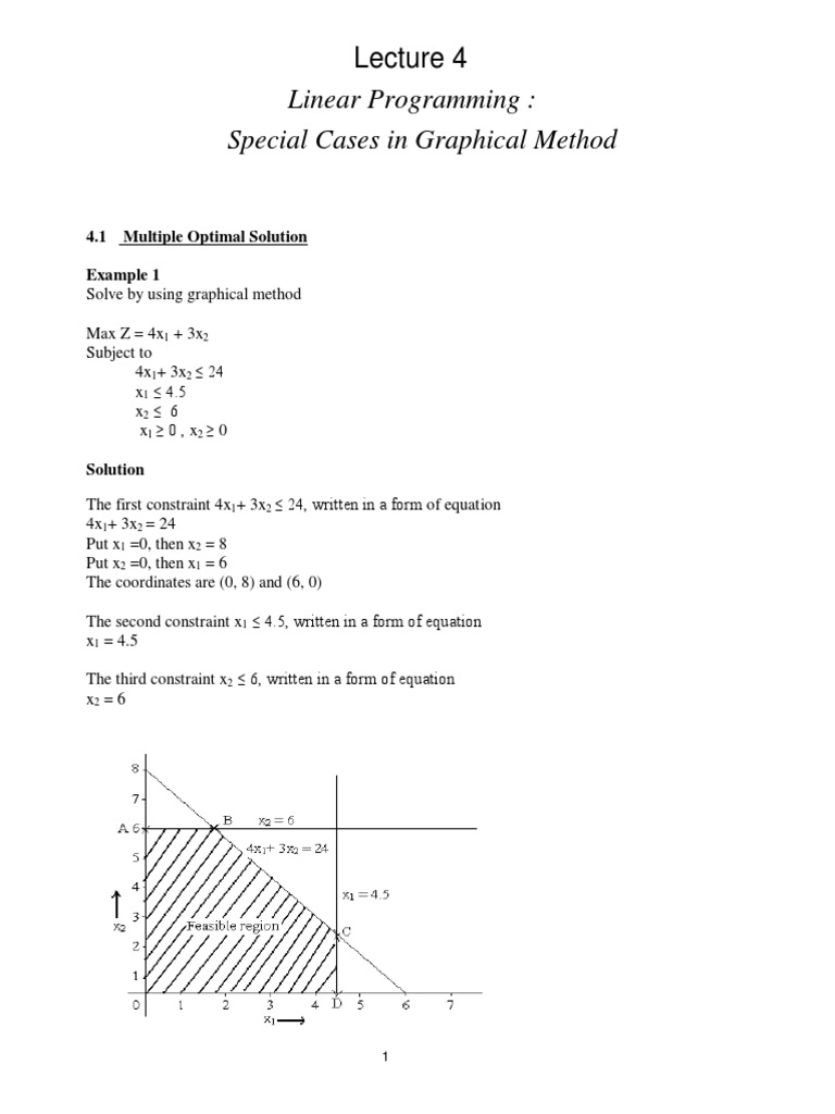 Special Cases in Graphical Method Linear Programming:: 4.1 Multiple ...