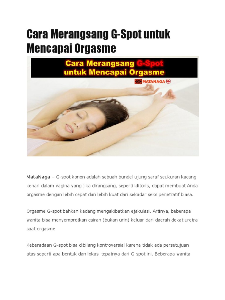 Cara Merangsang G-Spot Untuk Mencapai Orgasme | PDF