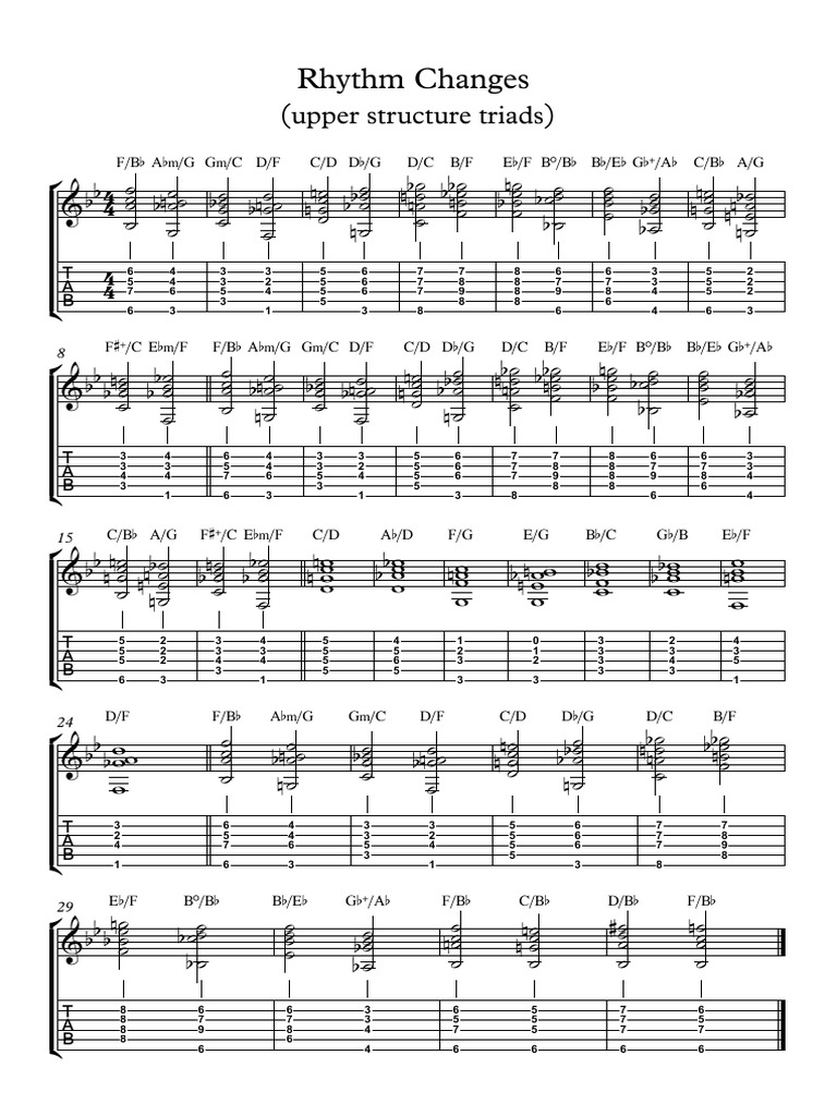 Rhythm Changes : Upper Structure Triads | PDF | Harmony | Elements Of Music