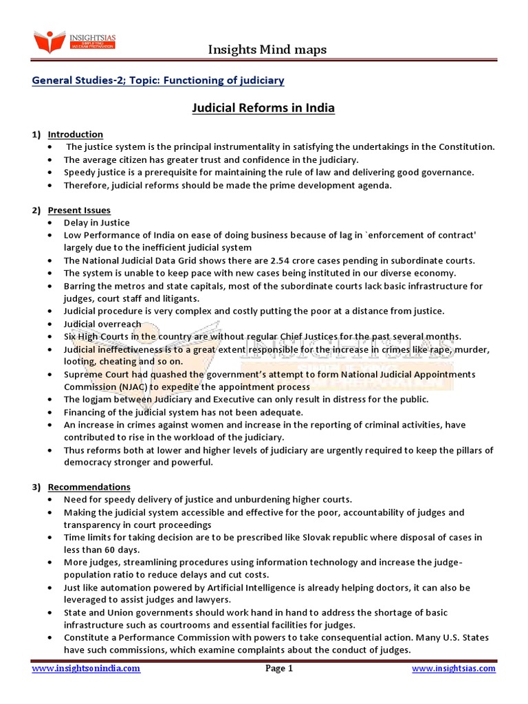 Judicial Reforms in India | PDF | Judiciaries | Judge