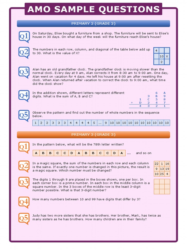 AMO Sample | PDF | Elementary Mathematics | Discrete Mathematics