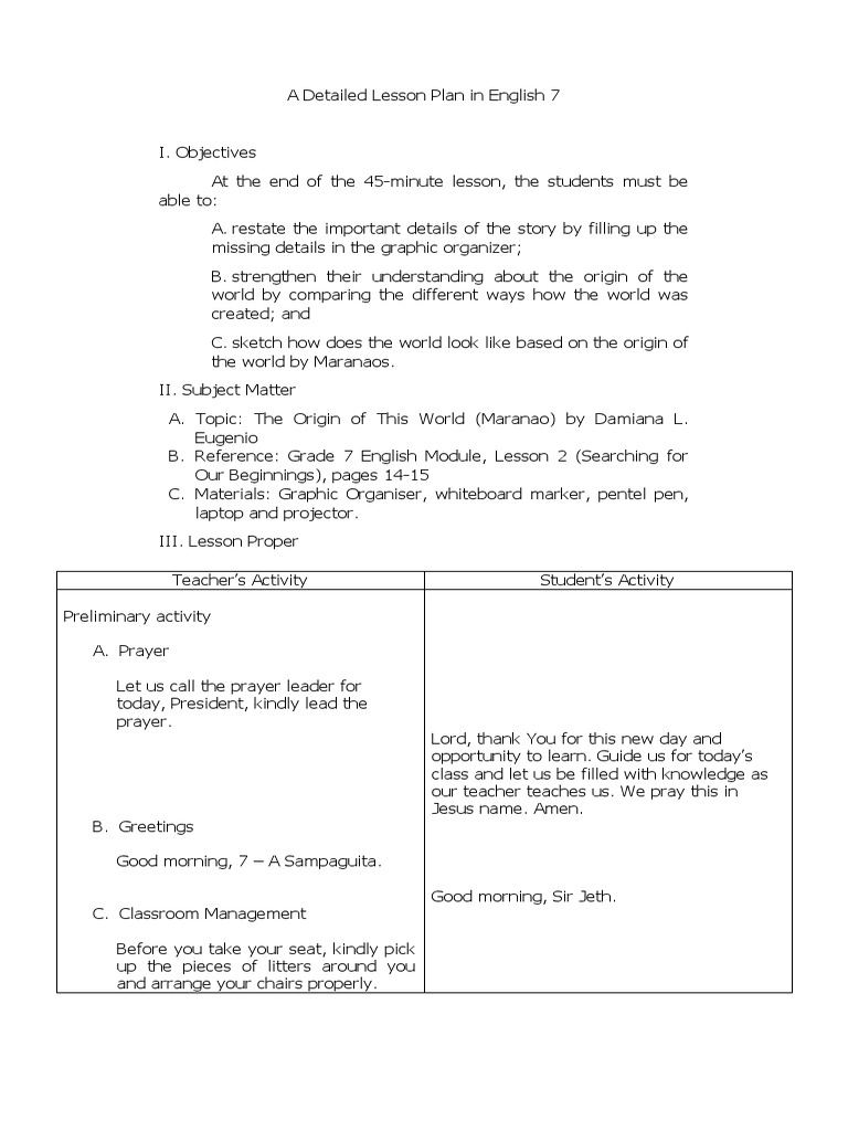 Detailed Lesson Plan: Maranao Origins | PDF | Heaven | Lesson Plan