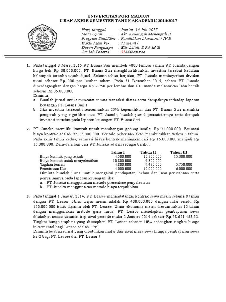Soal UAS AKM II | PDF