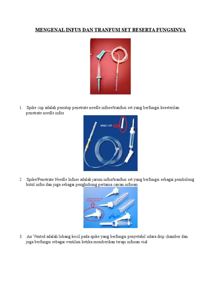 Mengenal Infus Dan Tranfusi Set Beserta Fungsinya | PDF