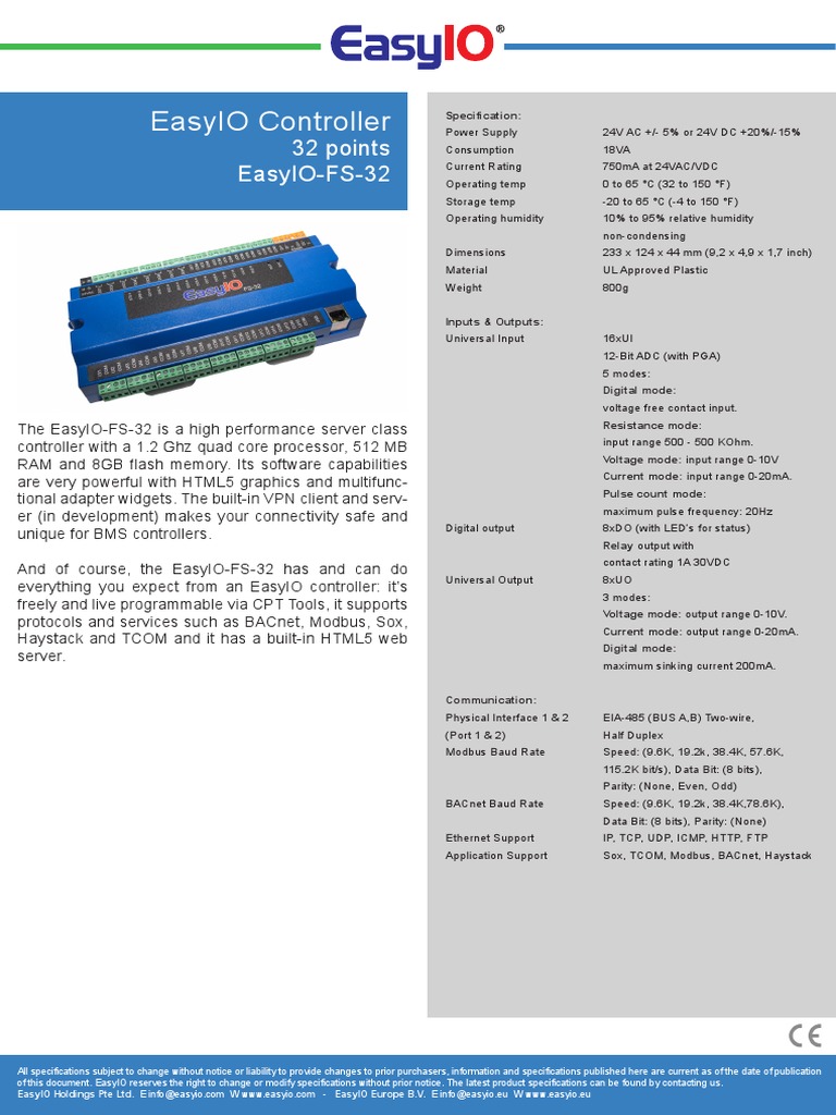 Datasheet Easyio Fs 32 | PDF | File Transfer Protocol | Input/Output