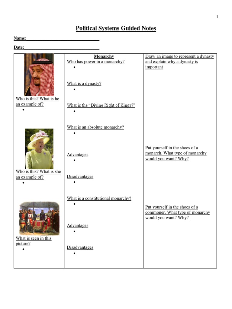 Political Systems Study Guide | PDF | Monarchy | Communism