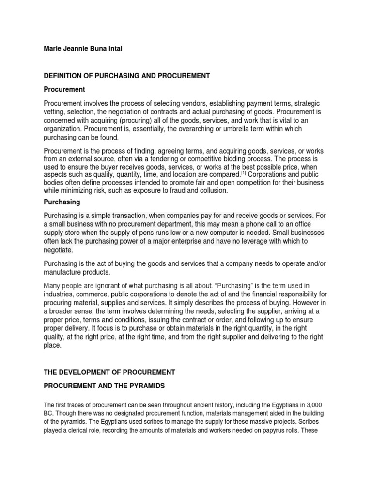 Purchasing and Procurement | PDF | Procurement | Supply Chain Management