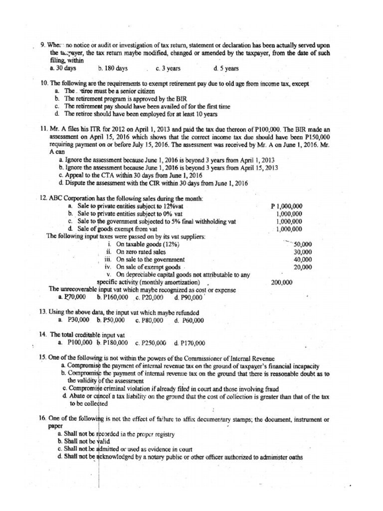 Cpar Tax 2 Final Preboard May 2018 | PDF