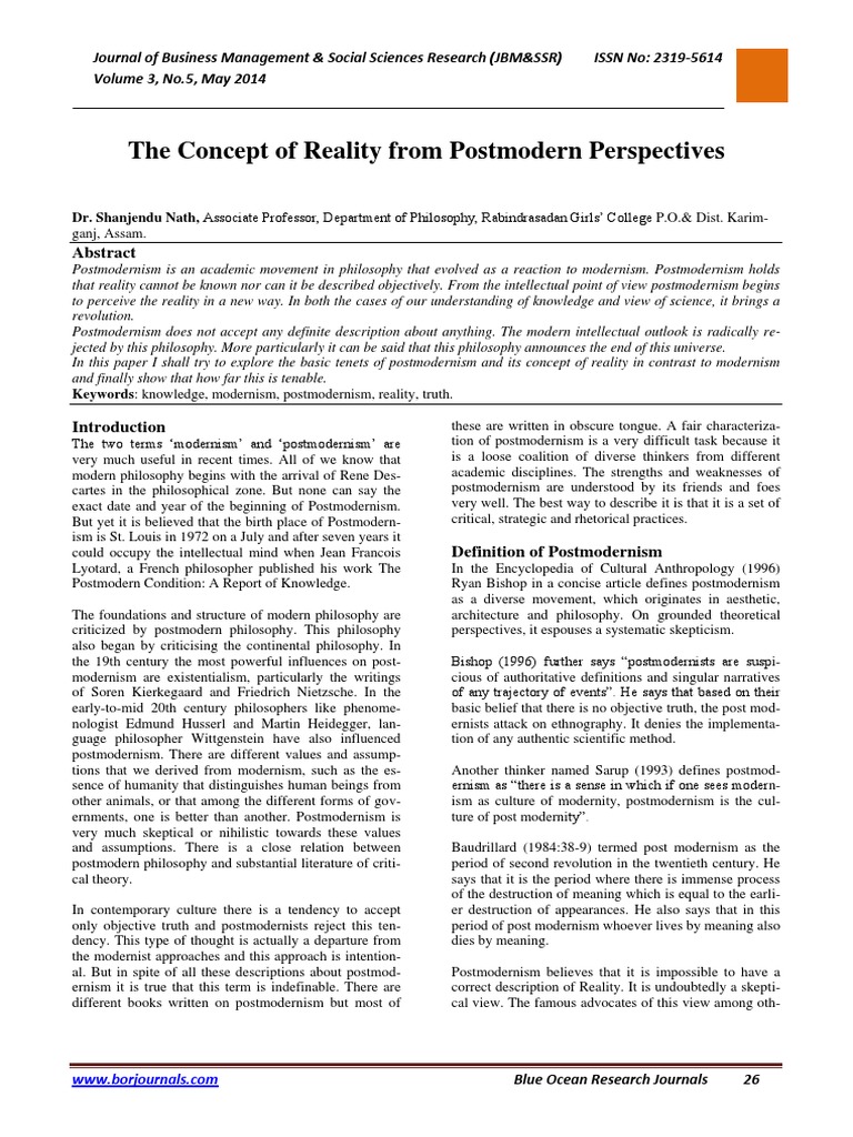 The Concept of Reality From Postmodern Perspectives | PDF ...