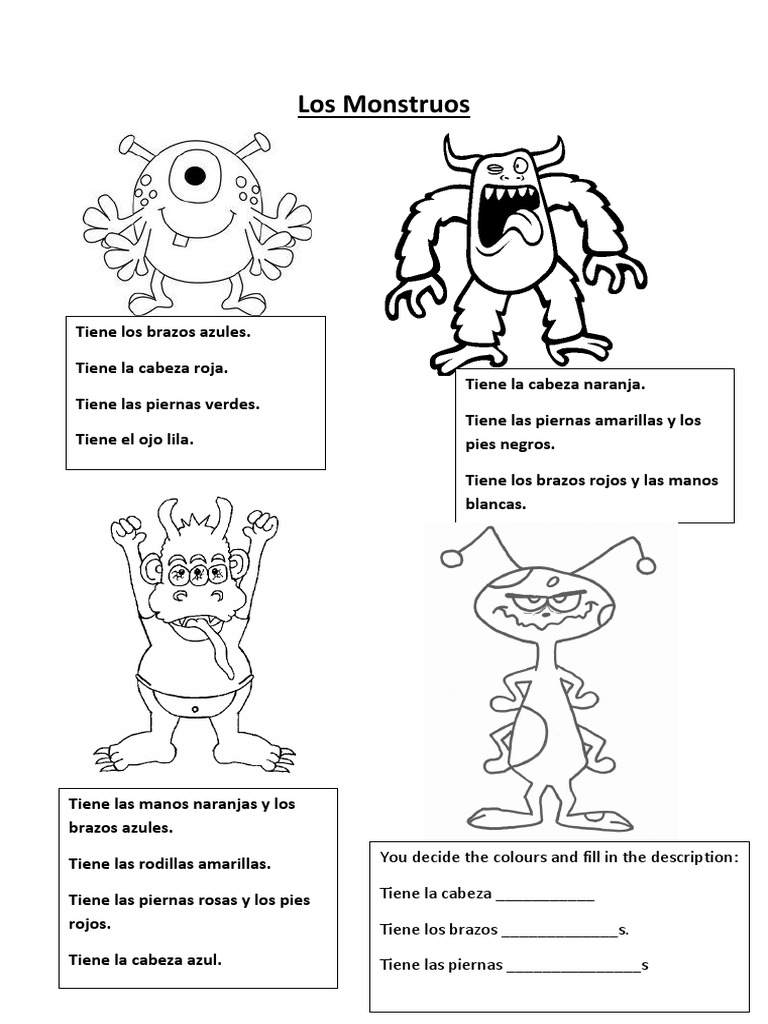 Monster Body Parts Worksheet | PDF