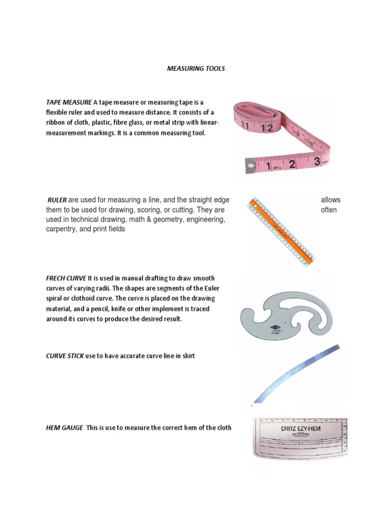 Measuring and Marking Tools for Sewing and Tailoring | PDF | Sewing ...