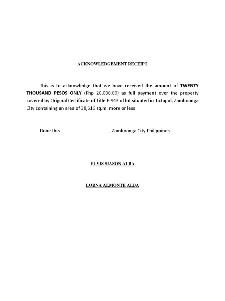 Acknowledgment Receipt for Property Payment | PDF