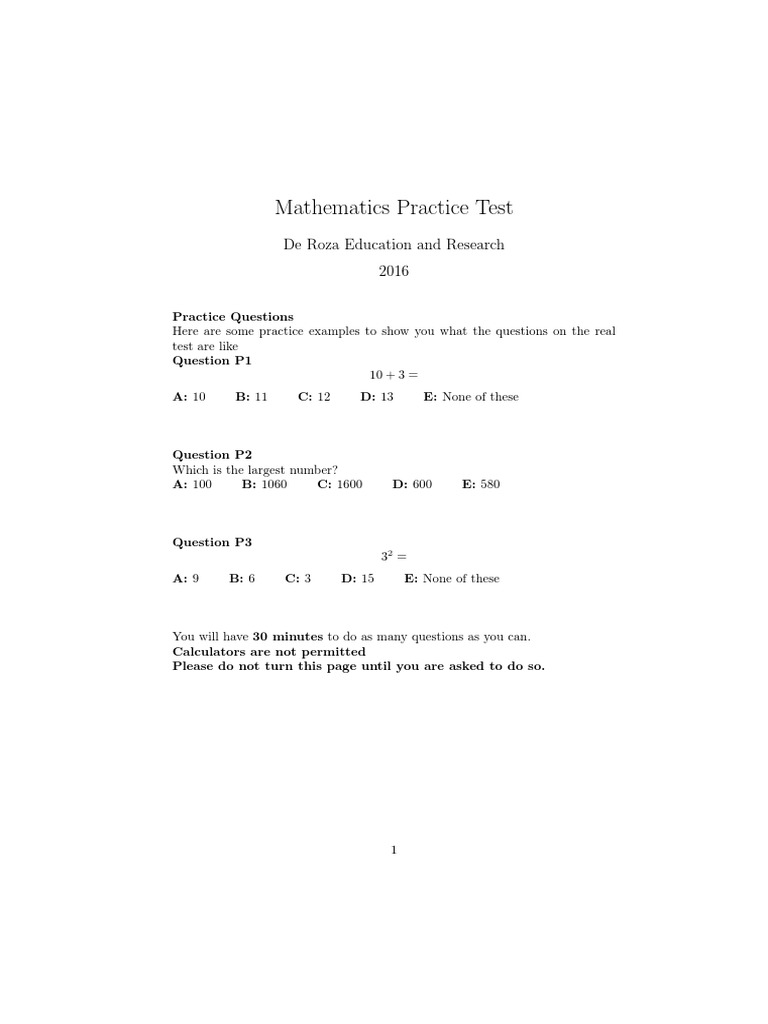 Maths Test 9 | PDF | Teaching Mathematics | Mathematical Objects