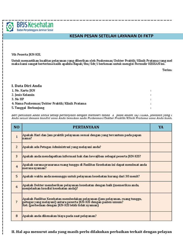 Form KESSAN BPJS 2019 | PDF