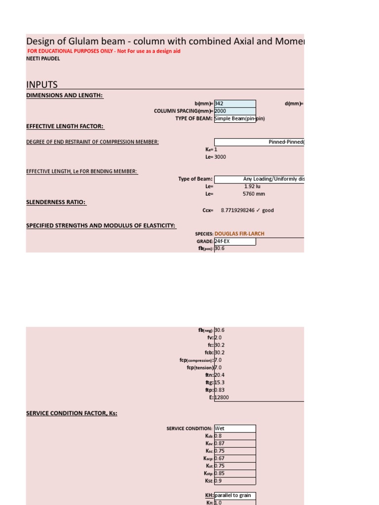 13-Glulam Beam Column | PDF | Bending | Beam (Structure)