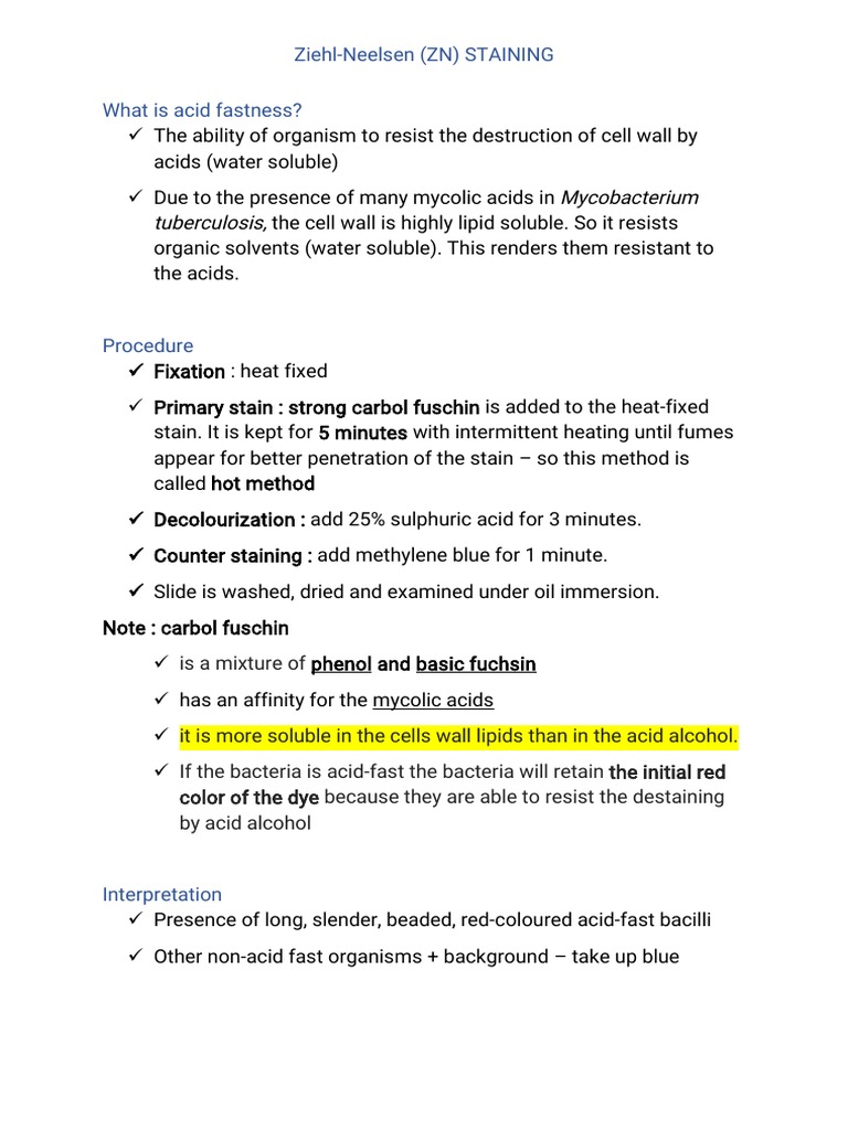 ZN Staining PDF | PDF