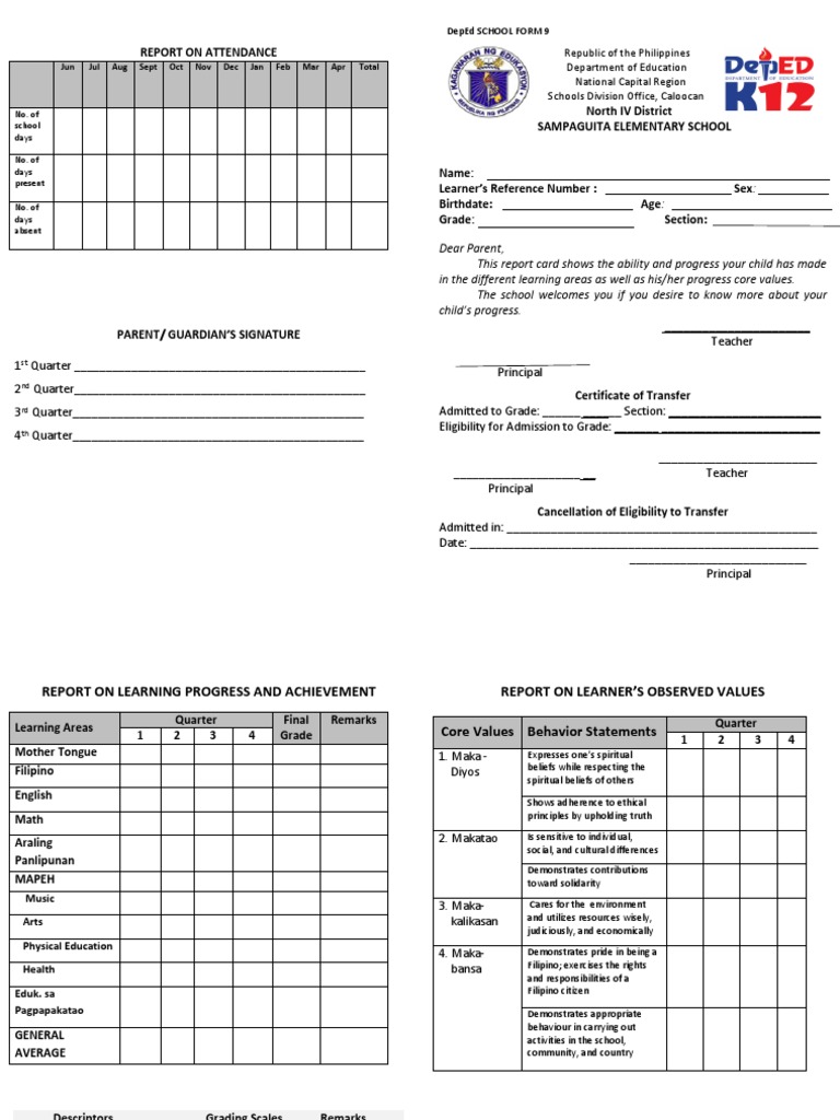 Report On Attendance: Jun Jul Aug Sept Oct Nov Dec Jan Feb Mar Apr ...