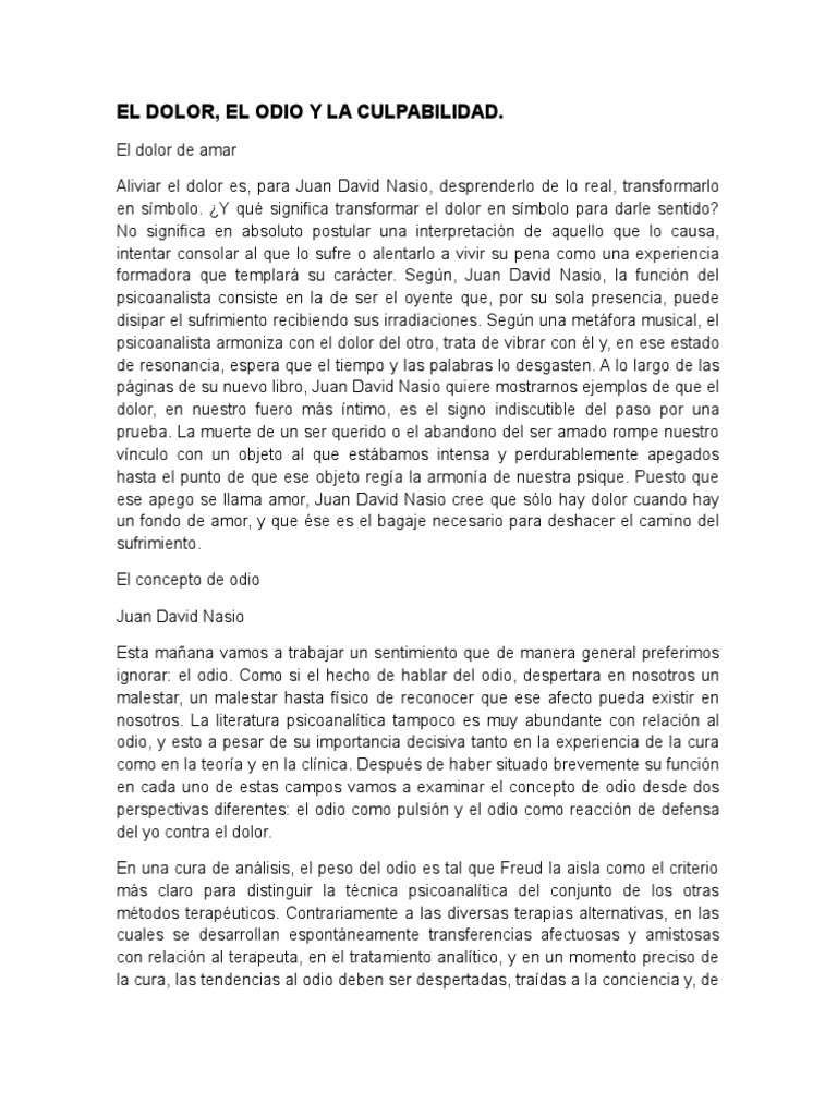 El Dolorm El Odio y La Culpabilidad. | PDF | Sadomasoquismo | Psicoanálisis